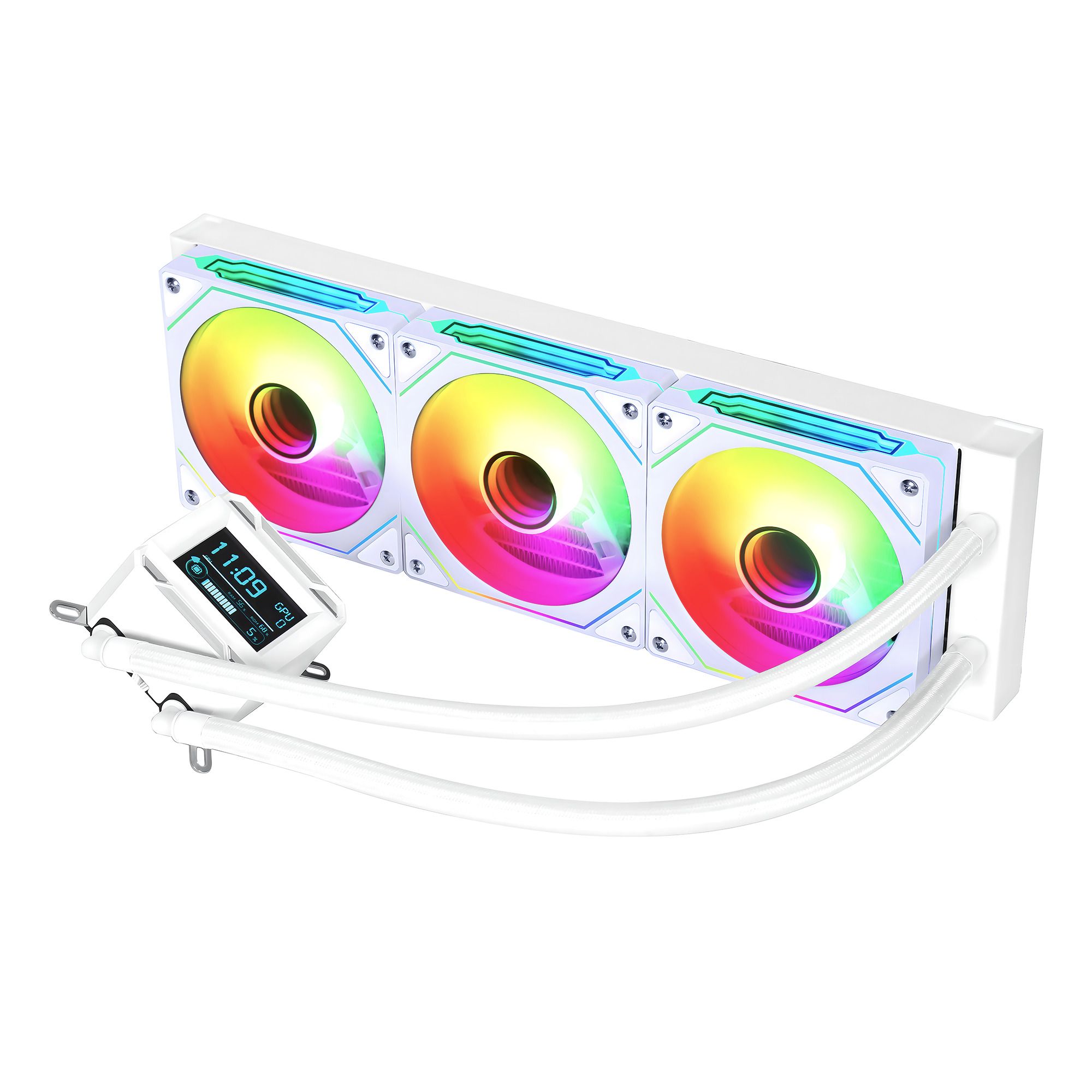 مبرد مائي ثيرمو مع شاشة قابلة للبرمجة T360 مراوح ARGB لون أبيض – Saudi Gamerz – متجر سعودي قيمرز